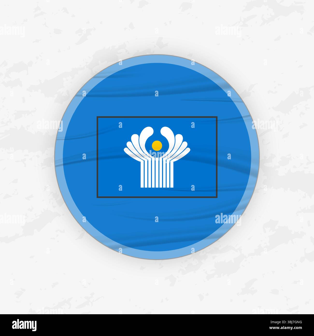 CIS Flag in a Circular Emblem Design, Abstract Round Sticker ...