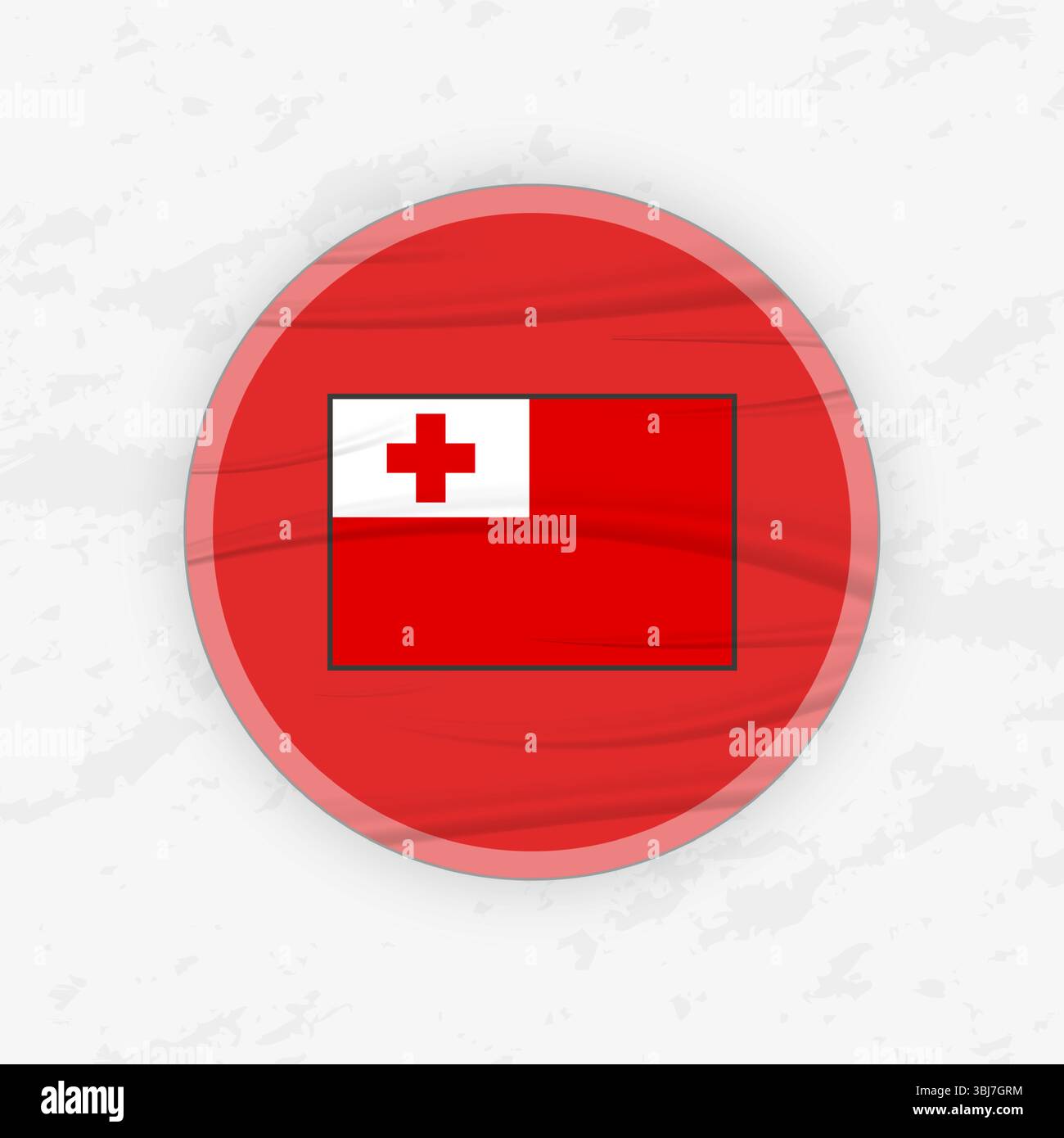 Tongan Flag in a Circular Emblem Design, Abstract Round Sticker ...