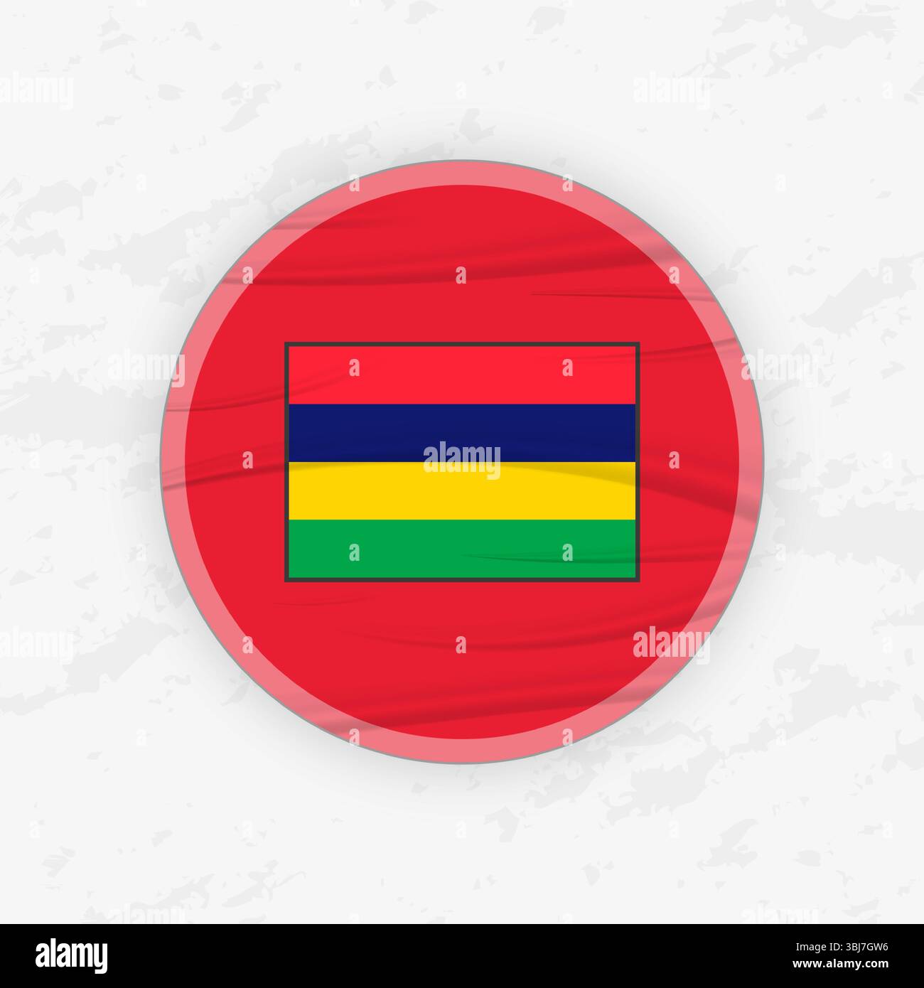 Mauritian Flag in a Circular Emblem Design, Abstract Round Sticker ...