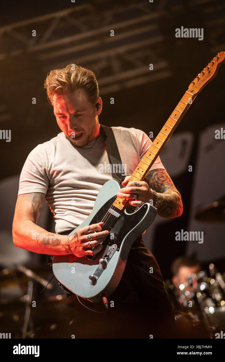 Donington, England. 13th June 2025. McFly are unstoppable on stage at ...