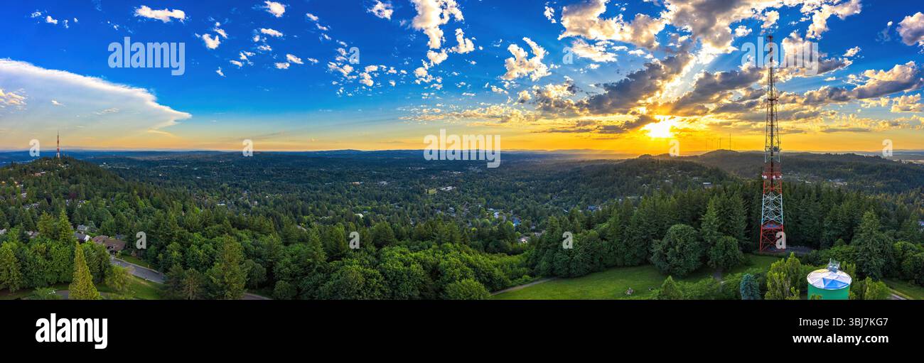 Portland, Oregon - June 12th 2019: A panoramic view of the city at ...