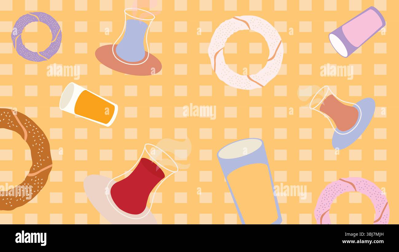 Turkish tea and simit background Stock Vector Image & Art - Alamy