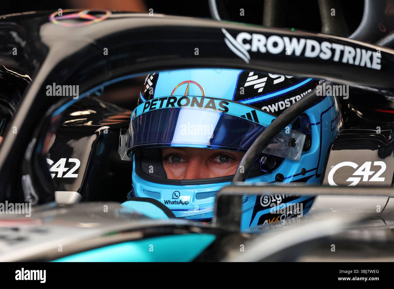 Montreal, Canada. 13th June, 2025. George Russell (GBR) Mercedes AMG F1 ...