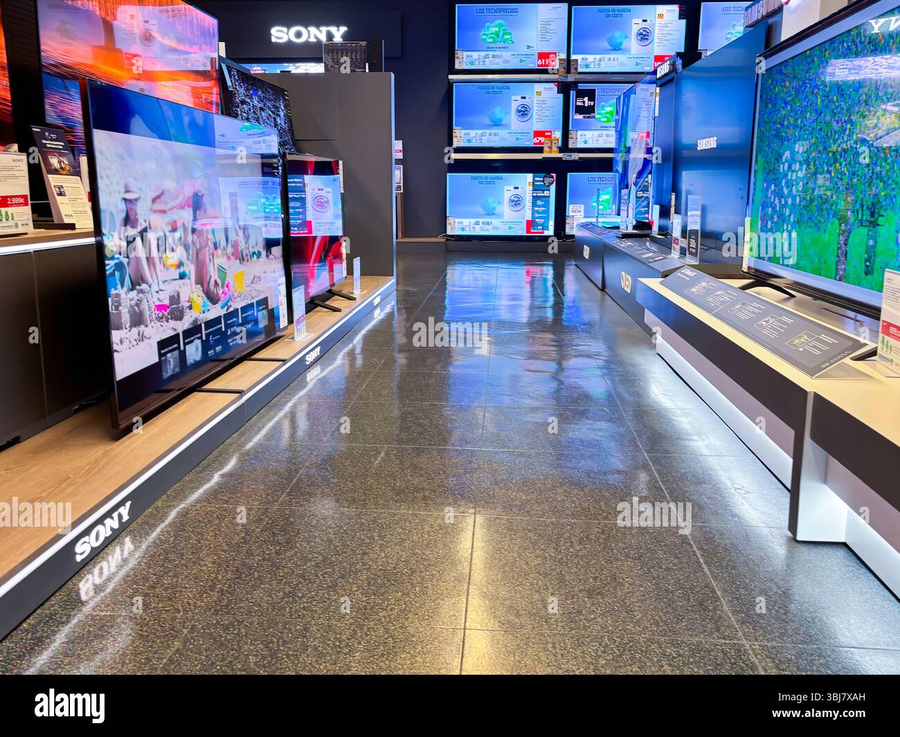 Alicante, Spain - June 11, 2025: Sony television display in an ...