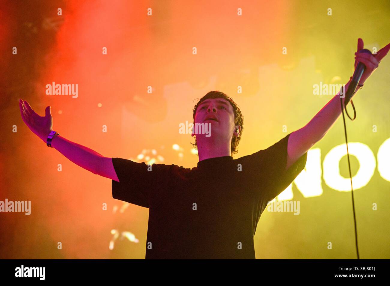 London, United Kingdom. 13th June, 2025. Bryan Garris of Knocked Loose ...