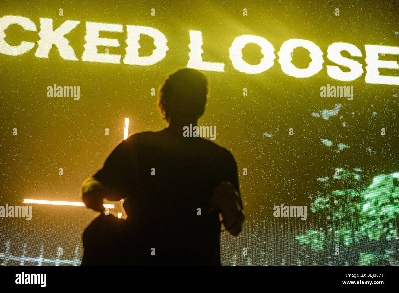 London, United Kingdom. 13th June, 2025. Bryan Garris of Knocked Loose ...