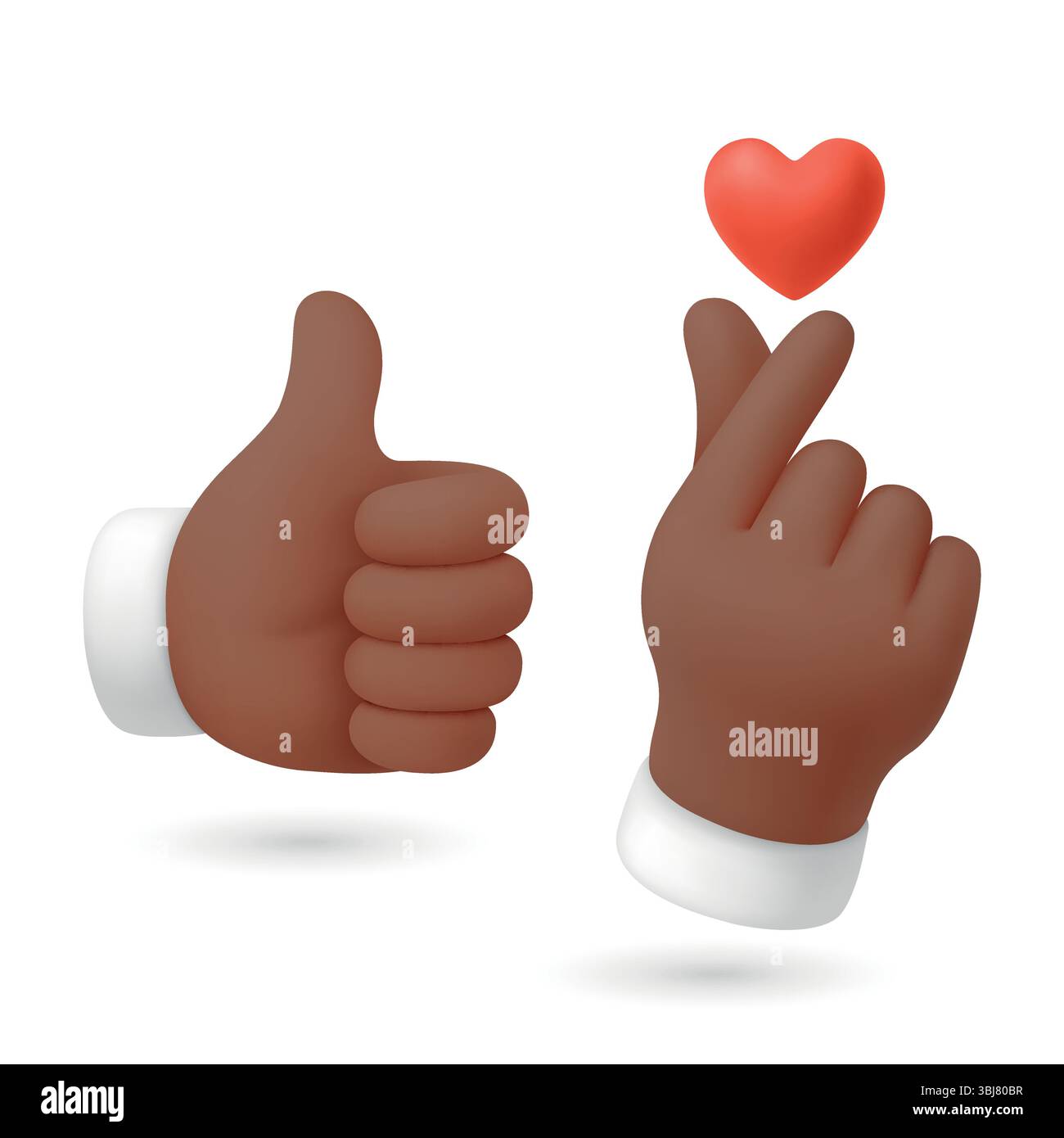 Vector Finger Heart Hand Gesture Icon Set. Korean Like Hand Gesture ...