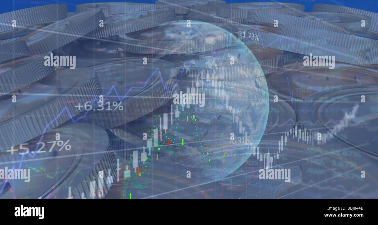 Coin stacks financial chart overlay hi-res stock photography and images - Alamy