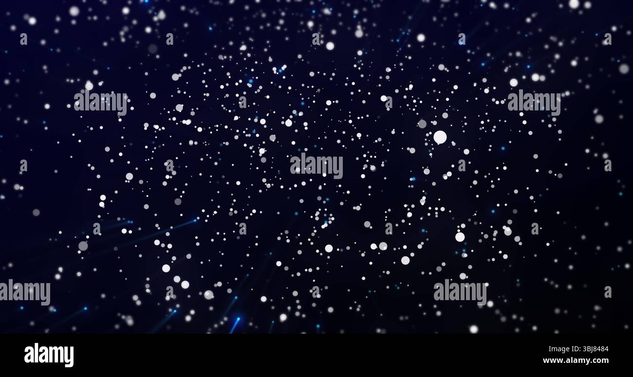 Swirling white and blue particles gliding through digital abstract ...