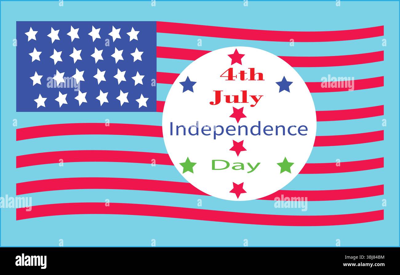 4th of July Independence Day Badge Vector with Stars and Stripes in ...