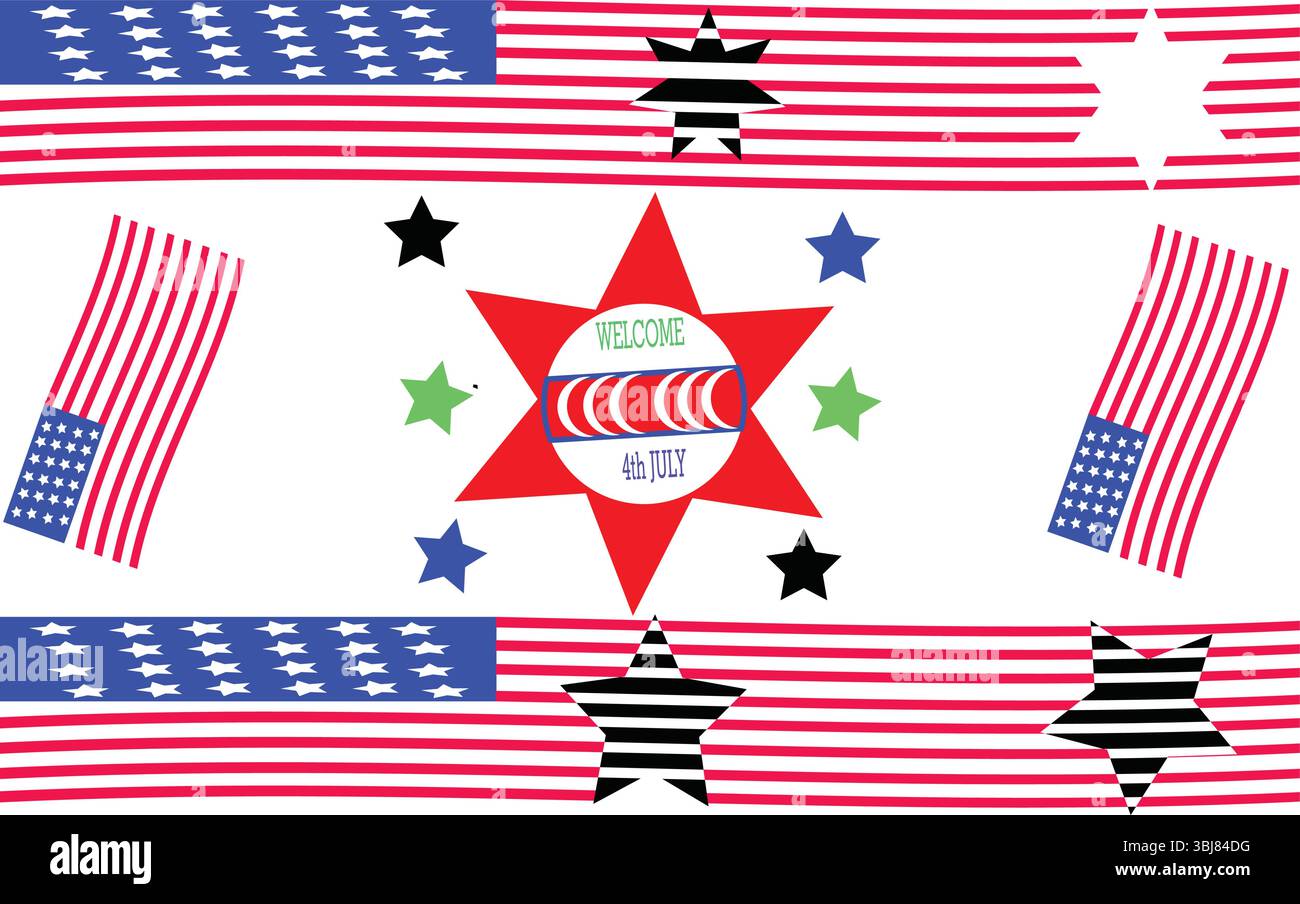 Creative Patriotic 4th of July Vector Illustration with Mixed Flag ...