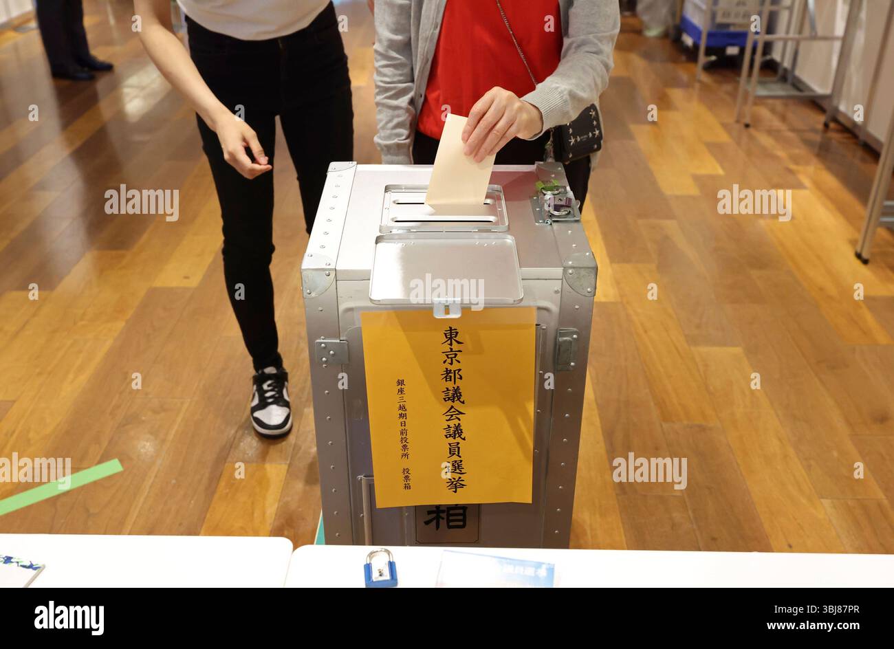 People vote for the Tokyo Metropolitan Assembly election at an advance ...