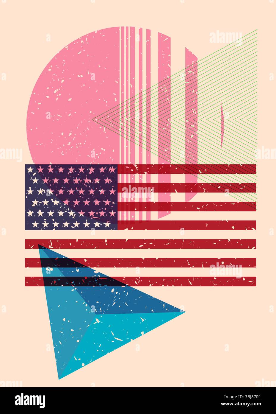 Risograph american flag geometric shapes hi-res stock photography and ...