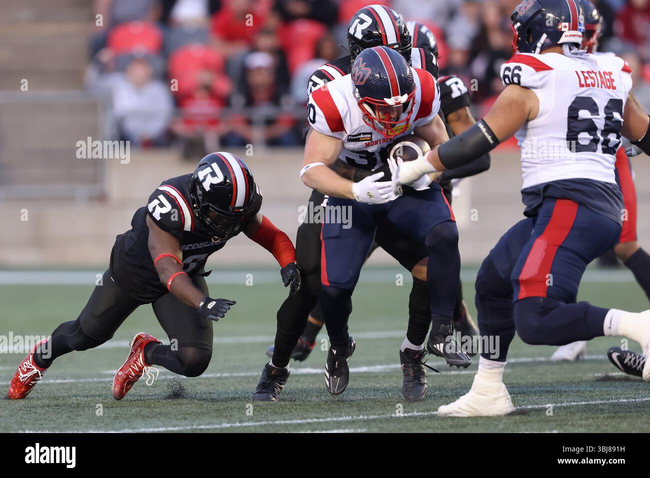 Ottawa, Canada. 13th June, 2025. Montreal Alouettes Travis Theis (30 ...