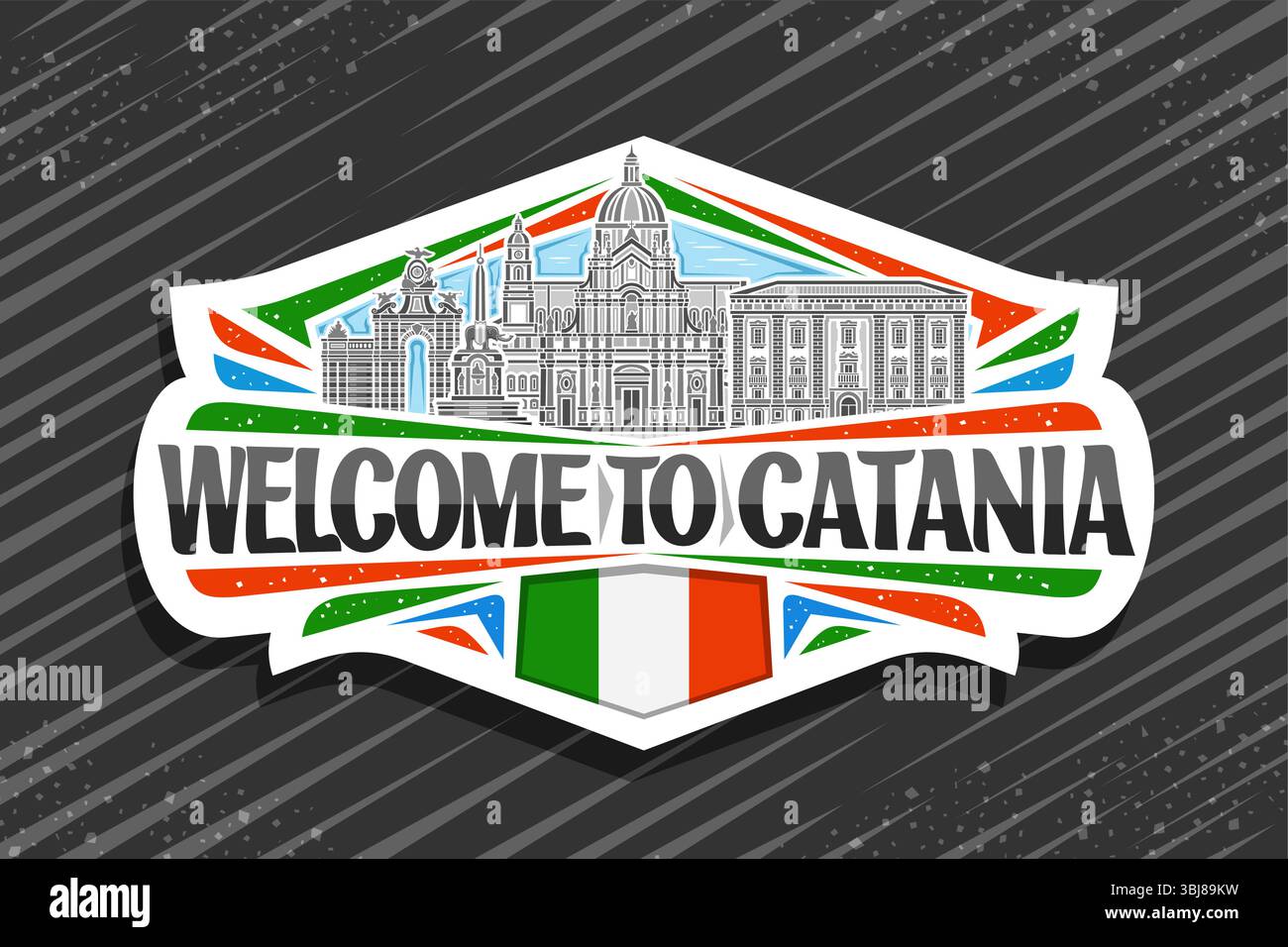 Vector logo for Catania, decorative cut paper sign with detailed ...