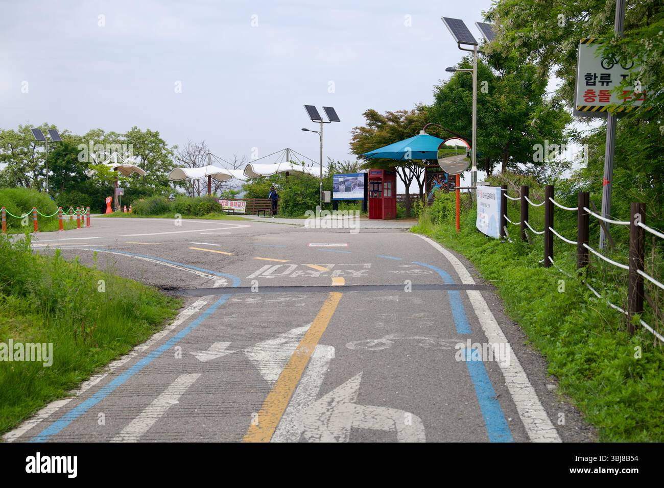 Incheon, South Korea - May 19th 2025: Cyclists approach the Ara Hangang ...