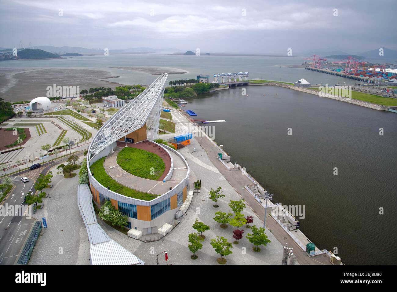 Incheon City, South Korea - May 19th, 2025: An elevated view of the ...