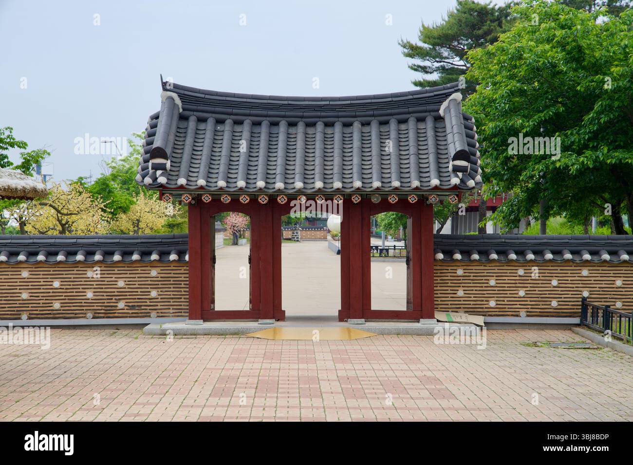Incheon, South Korea - May 19th 2025: A view through the smaller gate ...