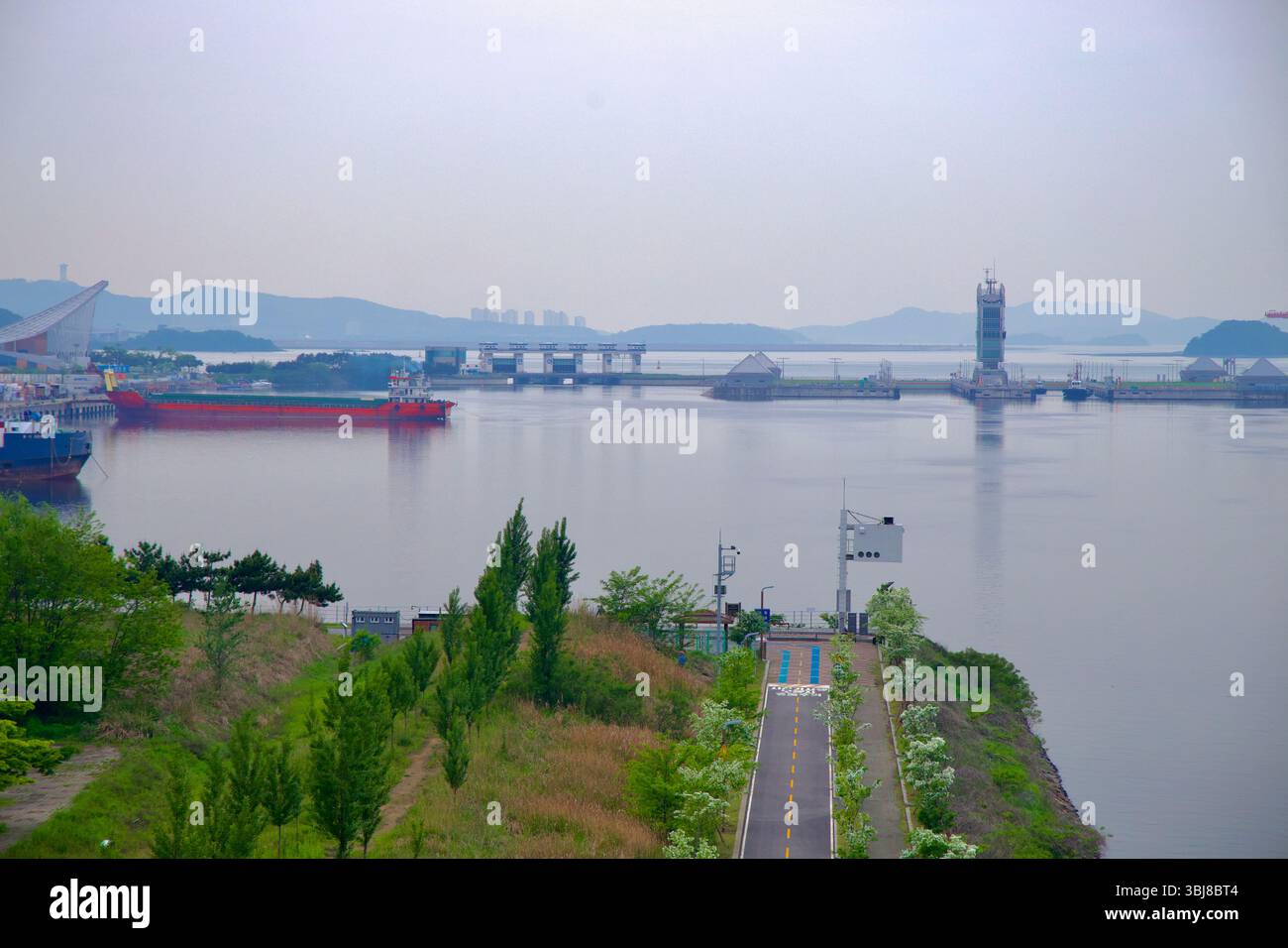 Incheon, South Korea - May 19th 2025: A close view of the Ara Waterway ...