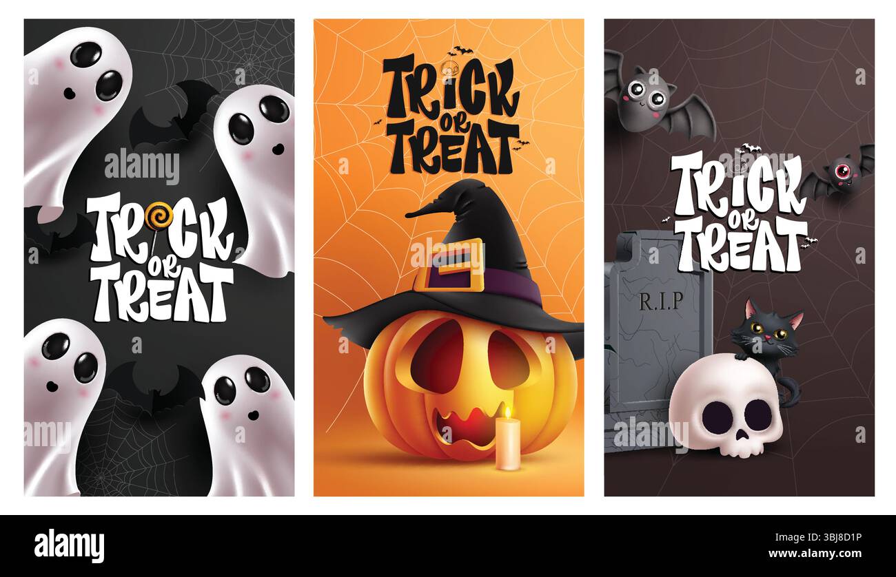 Trick or Treat text clipart poster set. Halloween trick or treat ...