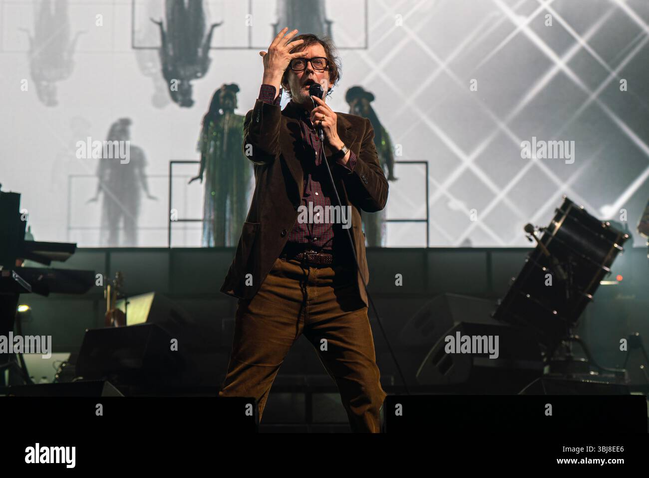 London, UK. 13th June, 2025. Jarvis Cocker of the Band Pulp performs live on stage during their ...