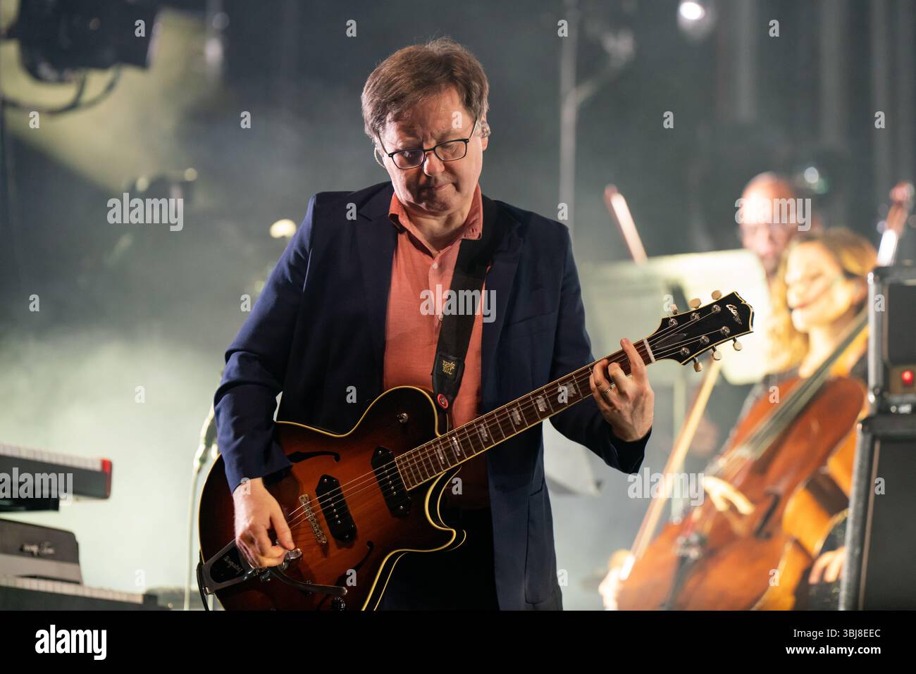 London, UK. 13th June, 2025. Mark Webber of the Band Pulp performs live on stage during their ...