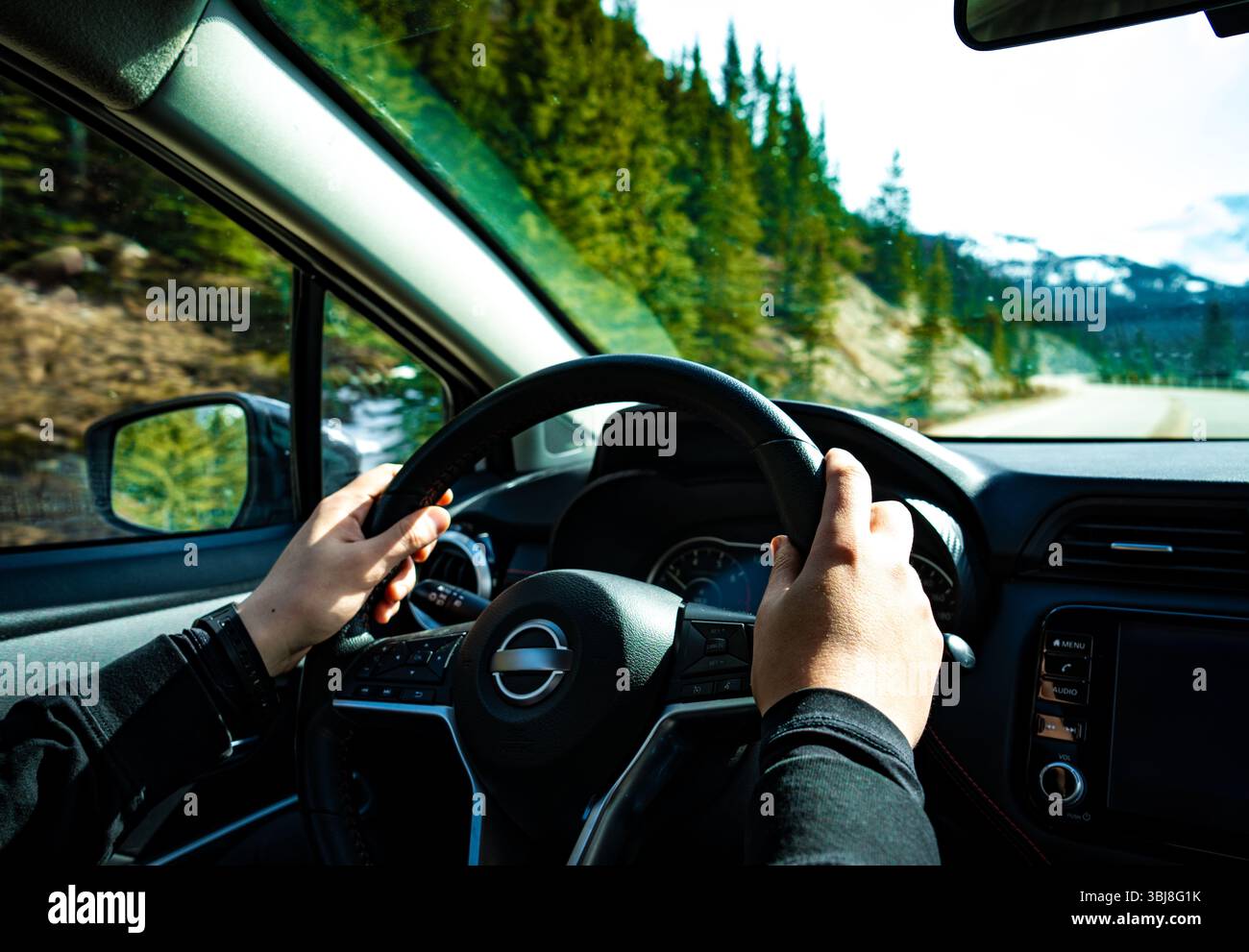 Male driver holding steering wheel hi-res stock photography and images ...