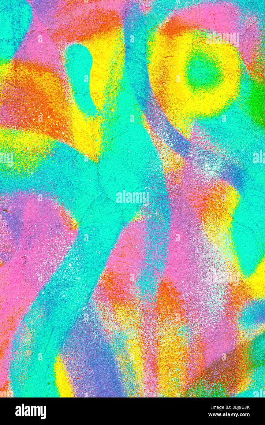 Vibrant Neon Graffiti Texture in Cyan, Pink, Yellow for 80s, 90s Street ...