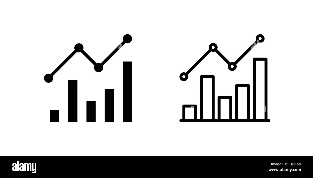 Versatile financial chart icons including bar charts, line graphs, and ...