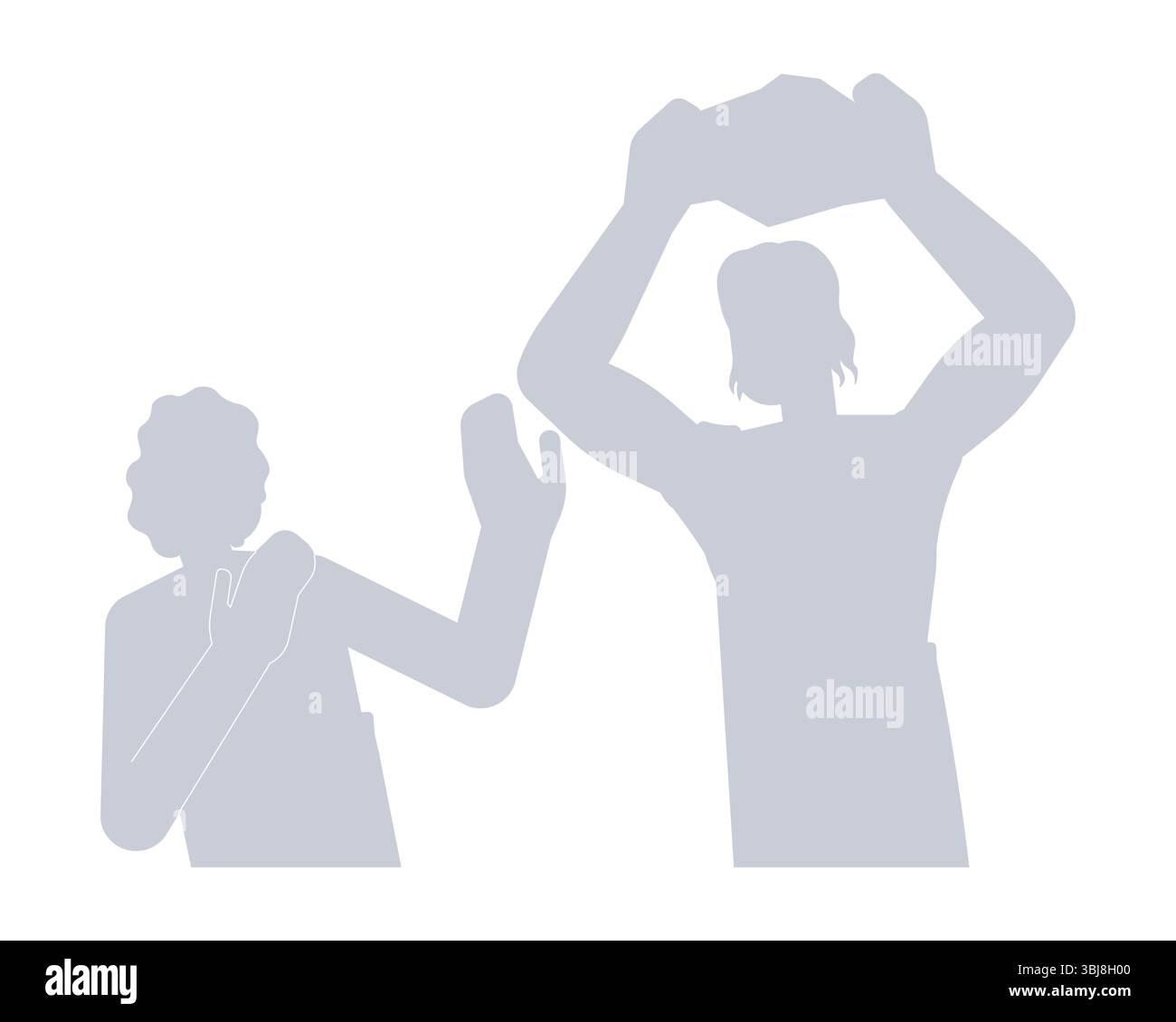 Cain raising stone to kill brother Abel silhouette 2D gray filled bible ...