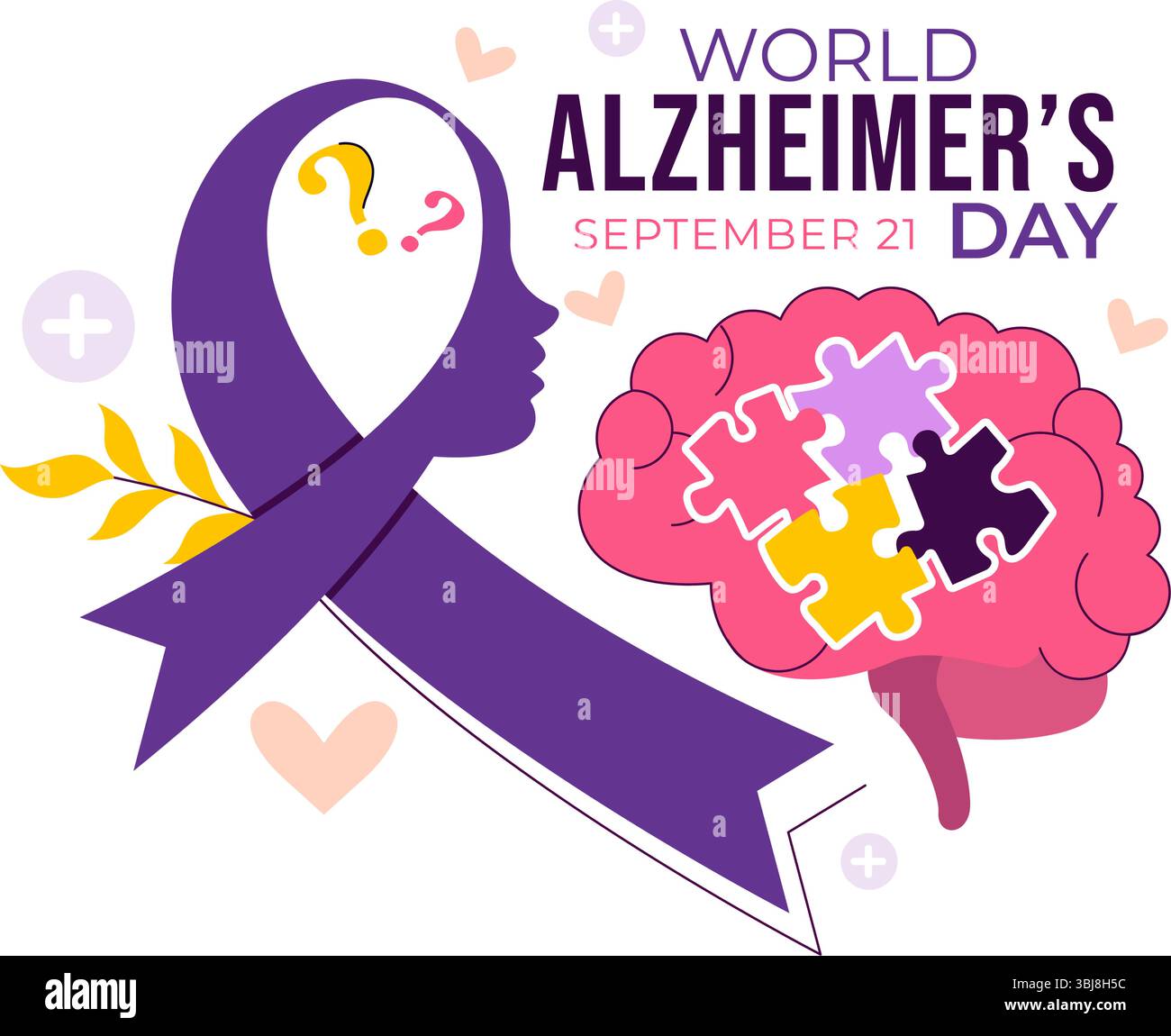 World Alzheimer's Day Vector Illustration featuring an Elderly and a ...