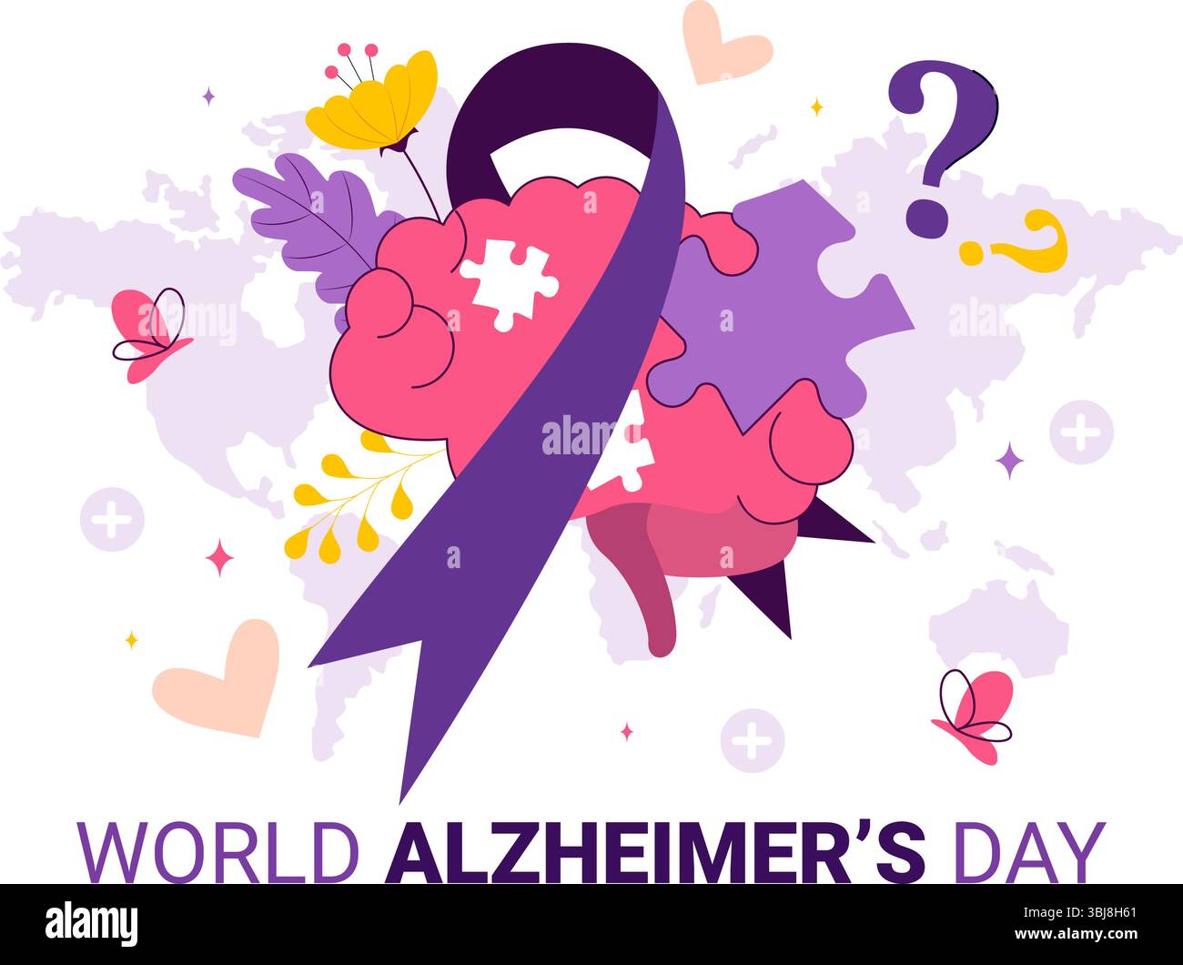 World Alzheimer's Day Vector Illustration featuring an Elderly and a ...