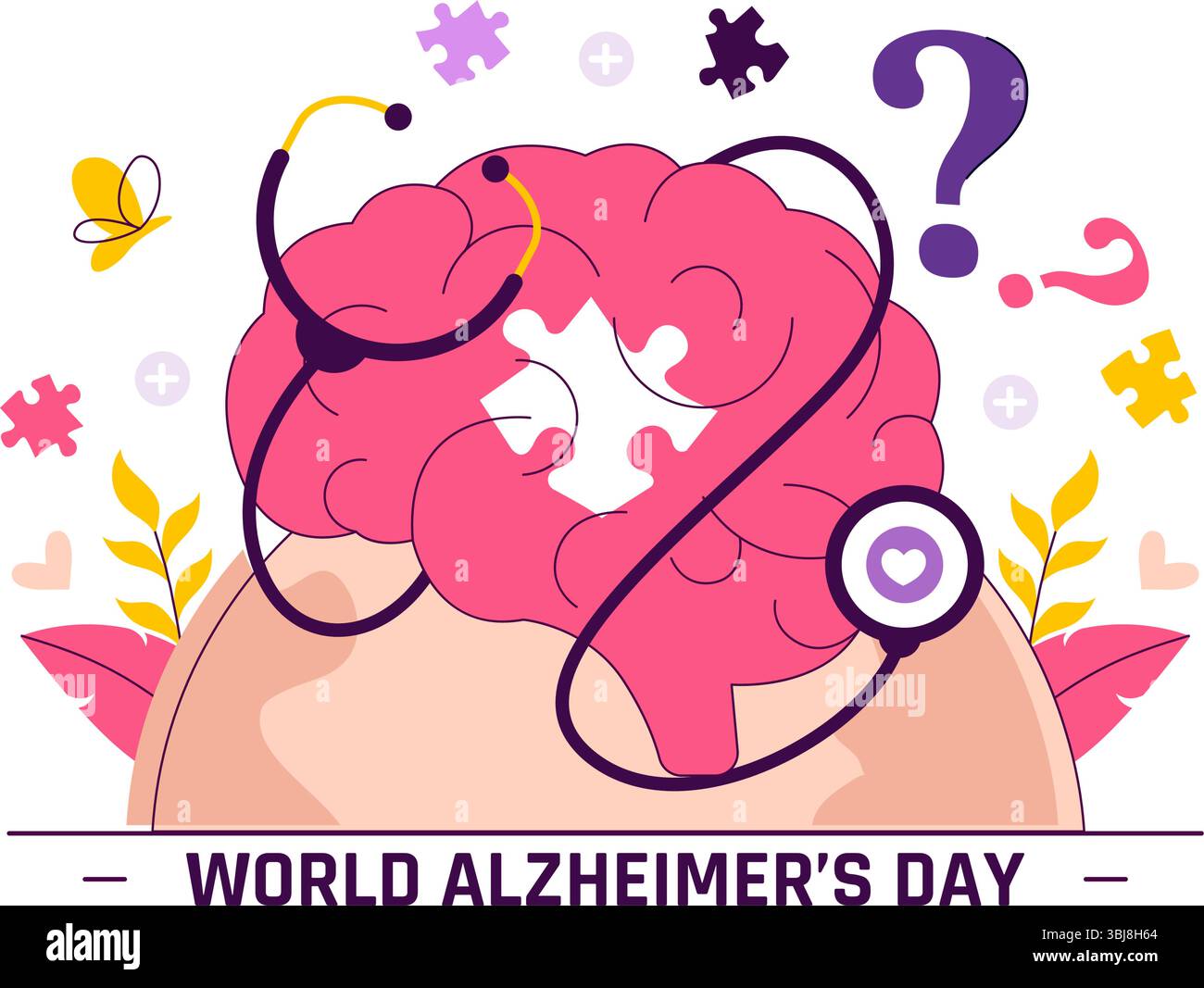 World Alzheimer's Day Vector Illustration featuring an Elderly and a ...