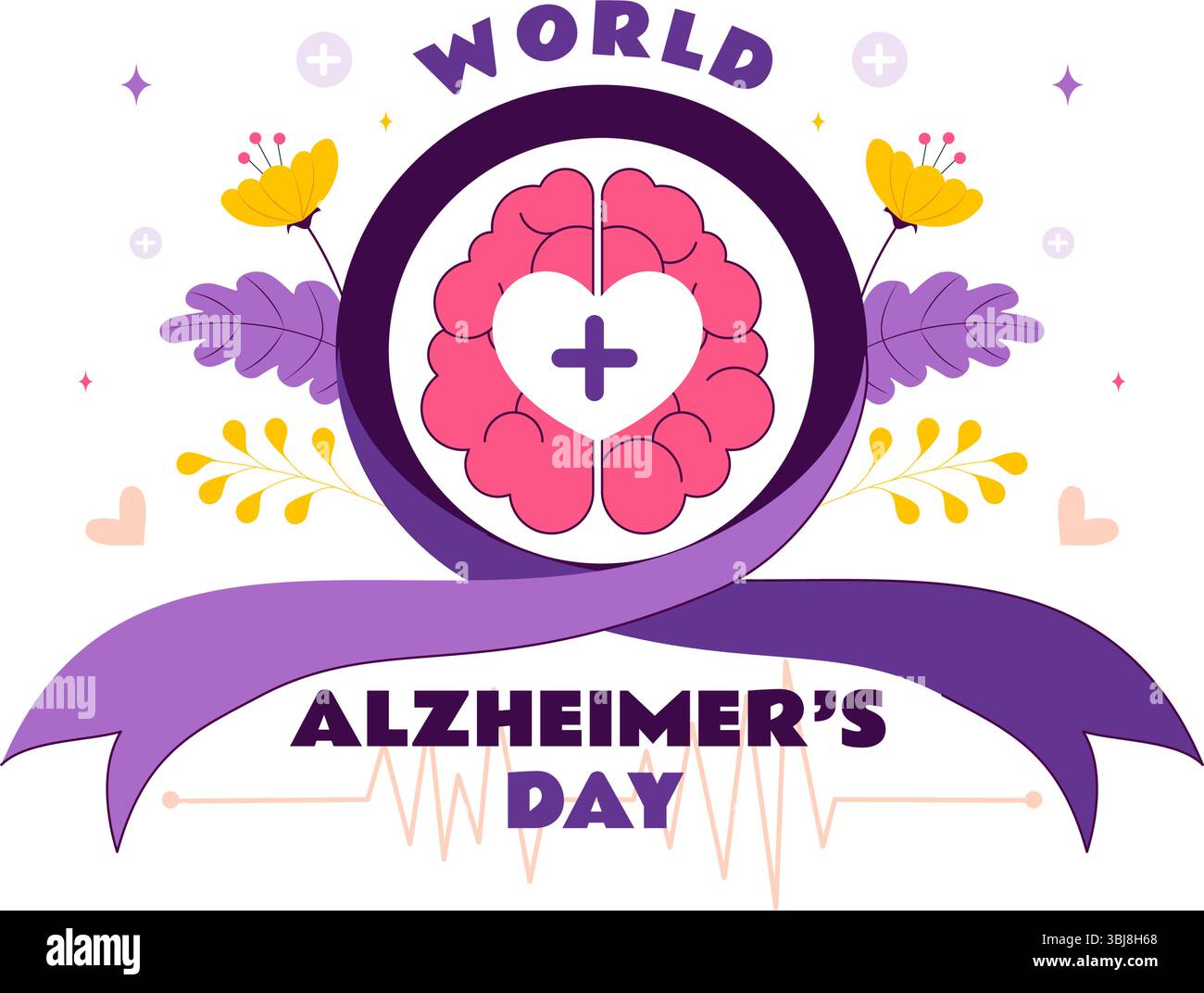 World Alzheimer's Day Vector Illustration featuring an Elderly and a ...