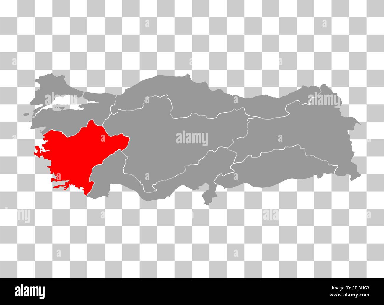 Aegean Region of Turkey map symbol shape, travel web concept icon ...