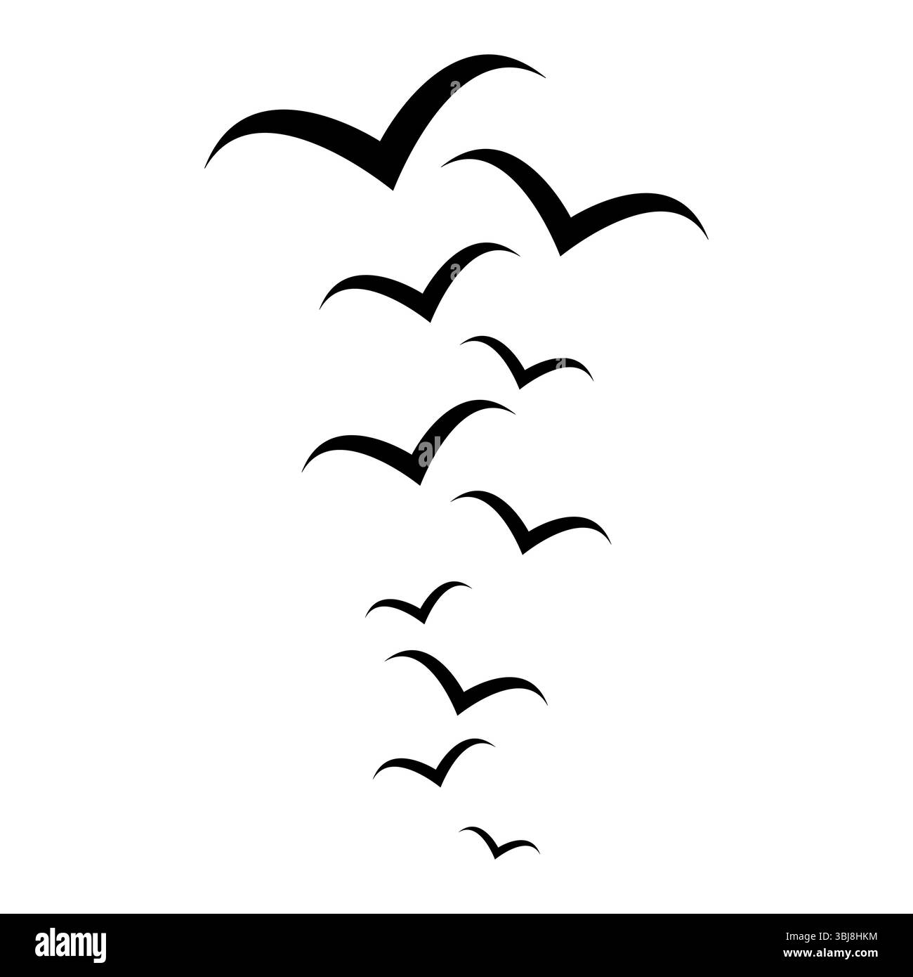 Set of flying bird design, nature freedom flock sign, vector ...