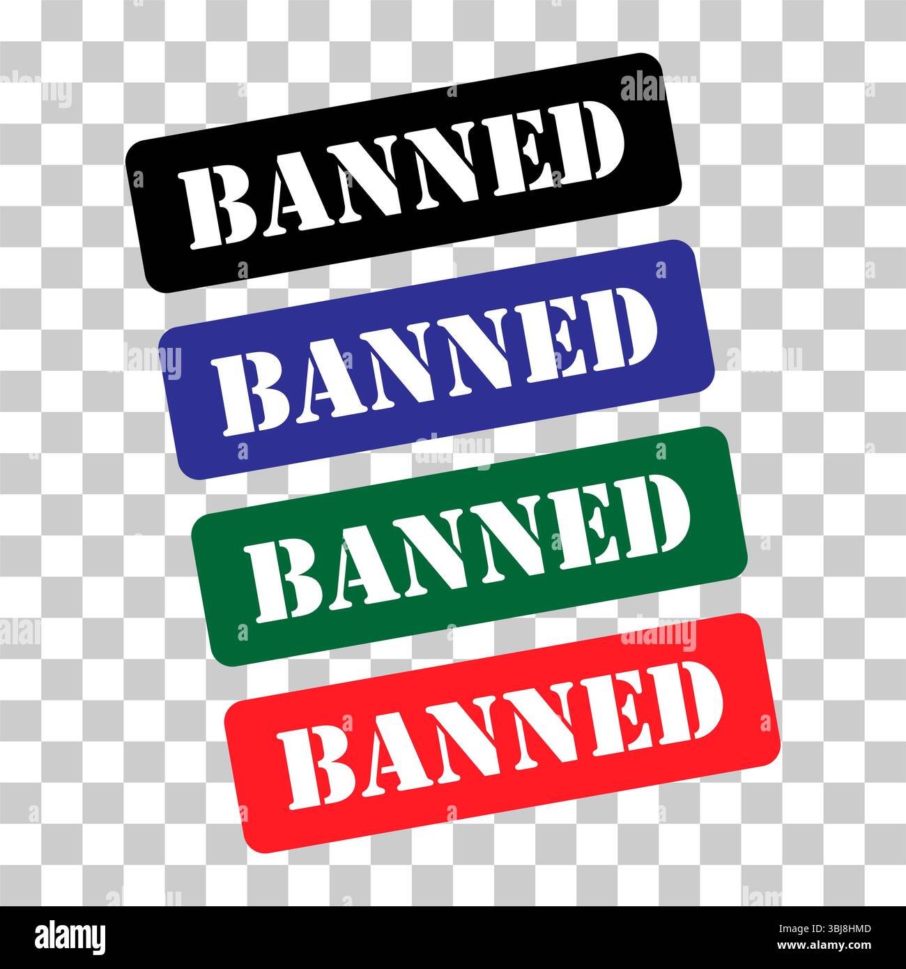 Set of Banned stamp symbol, label sticker sign button, text banner ...
