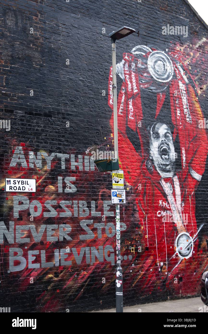 A mural of former Liverpool player Jordan Henderson, created by artist ...
