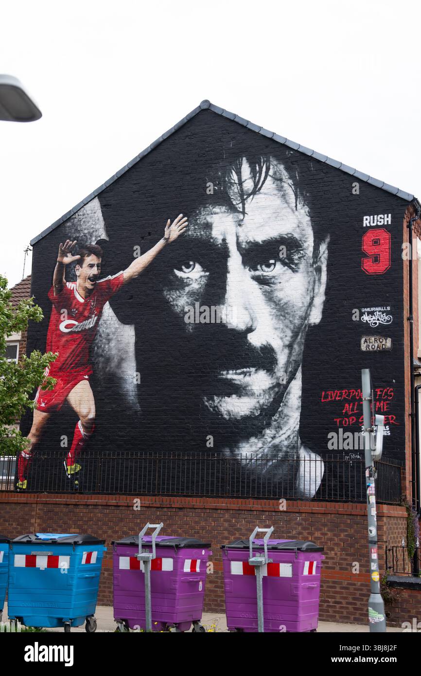A mural of former Liverpool player Ian Rush, created by MurWalls is ...