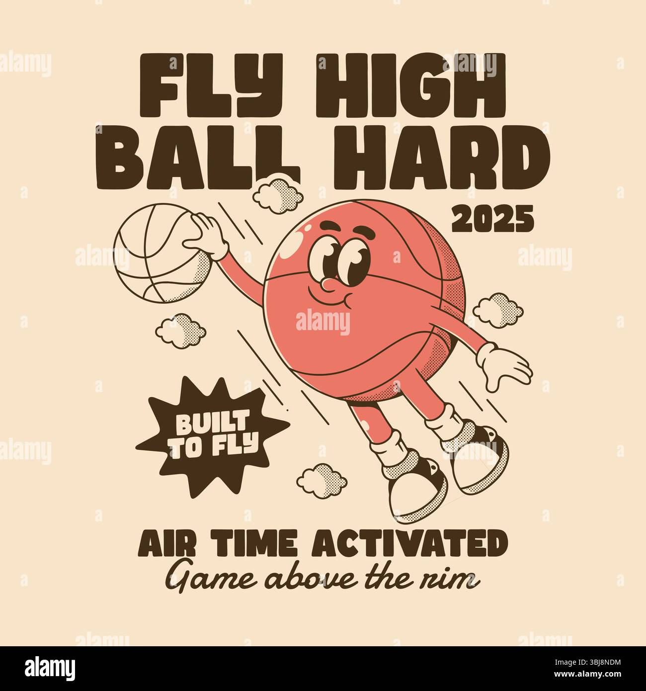 Vintage basketball themed design featuring a fun cartoon basketball ...