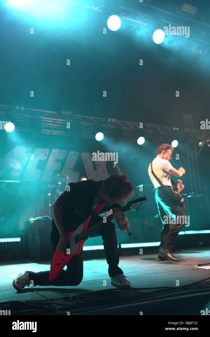 EDITORIAL USE ONLY McFly perform on the Avalanche Stage during Download ...