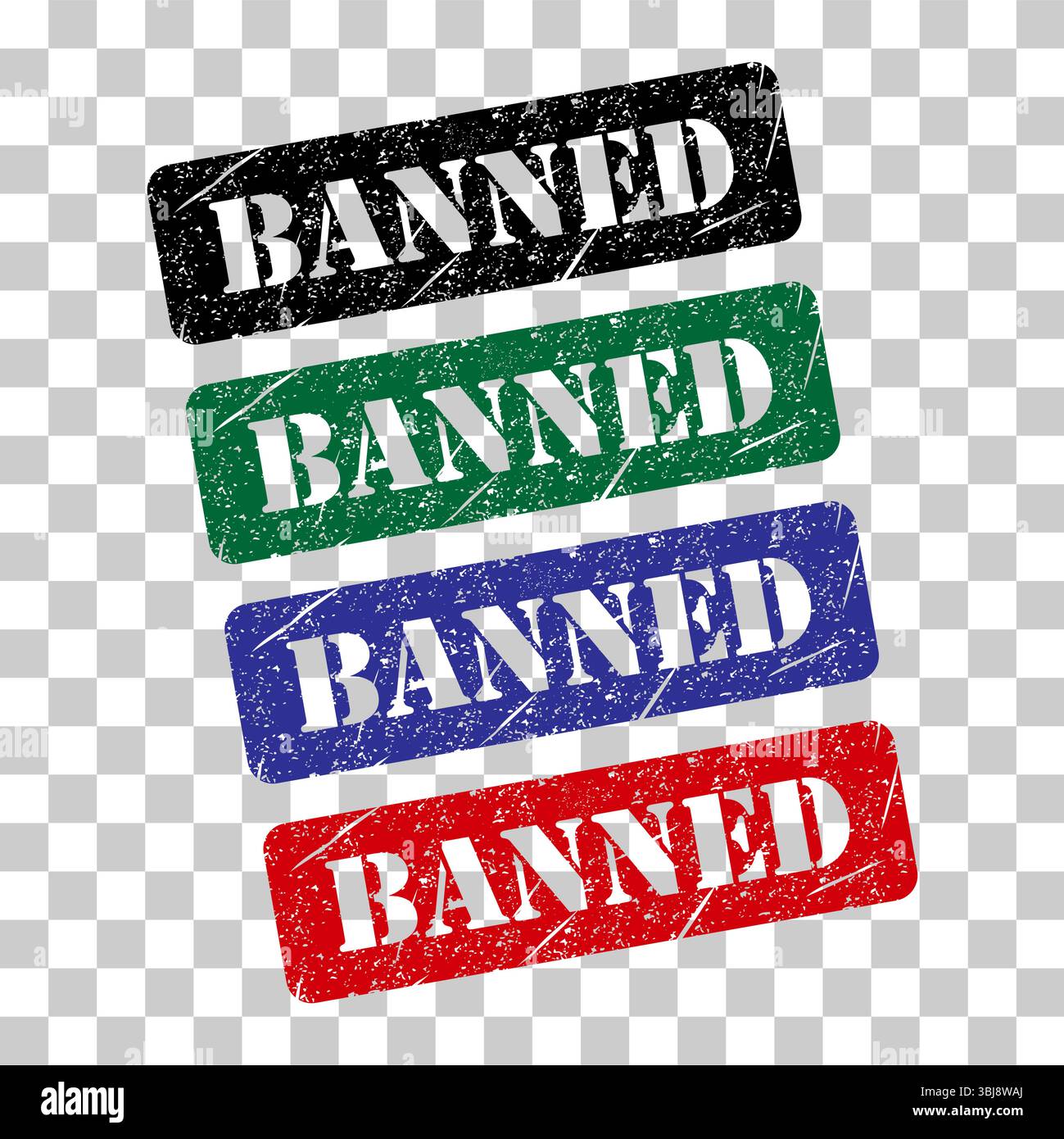 Set of Banned stamp symbol, label sticker sign button, text banner ...