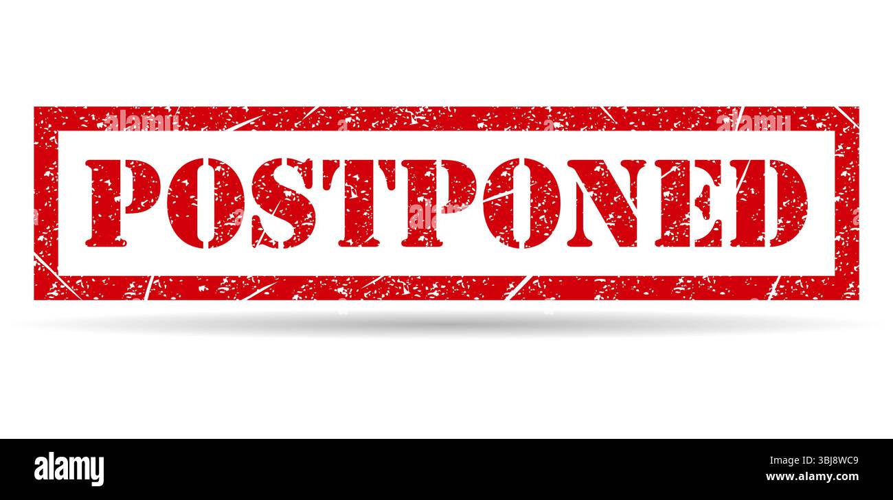 Postponed stamp symbol shadow, label sticker sign button, text banner ...