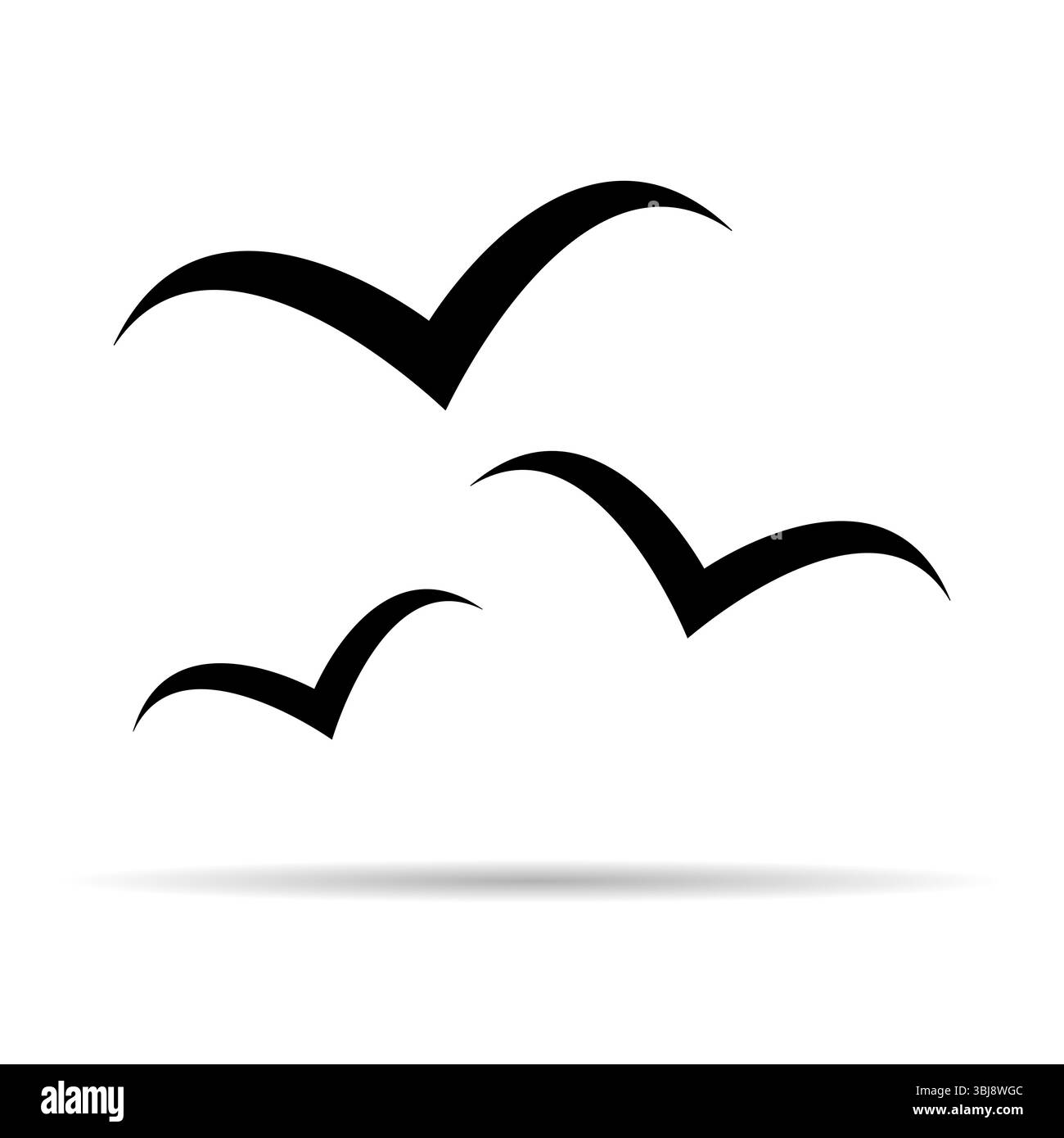 flying bird shadow design, nature freedom flock sign, vector ...