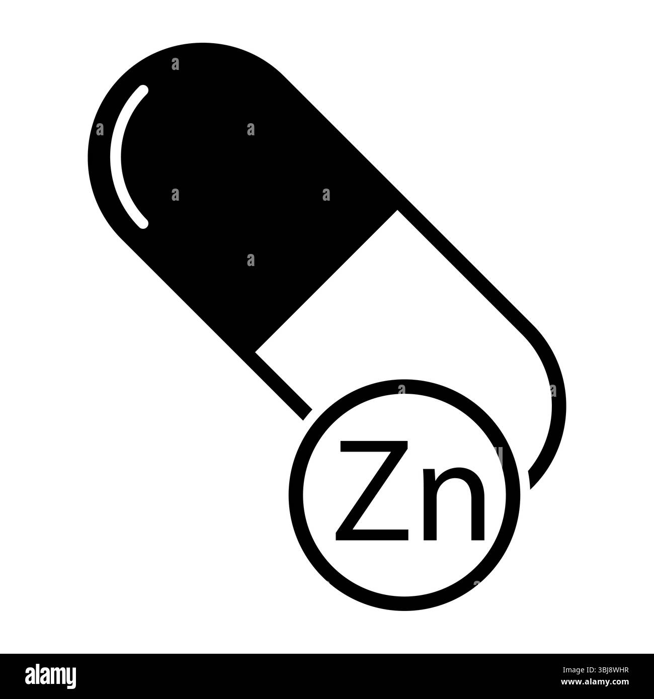 Mineral Zn icon, healthy medicine pill supplement symbol, complex ...
