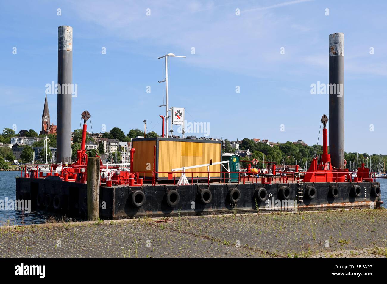 Flensburg Germany 13 June 2025 Fire Boat Floating In The Harbor Of