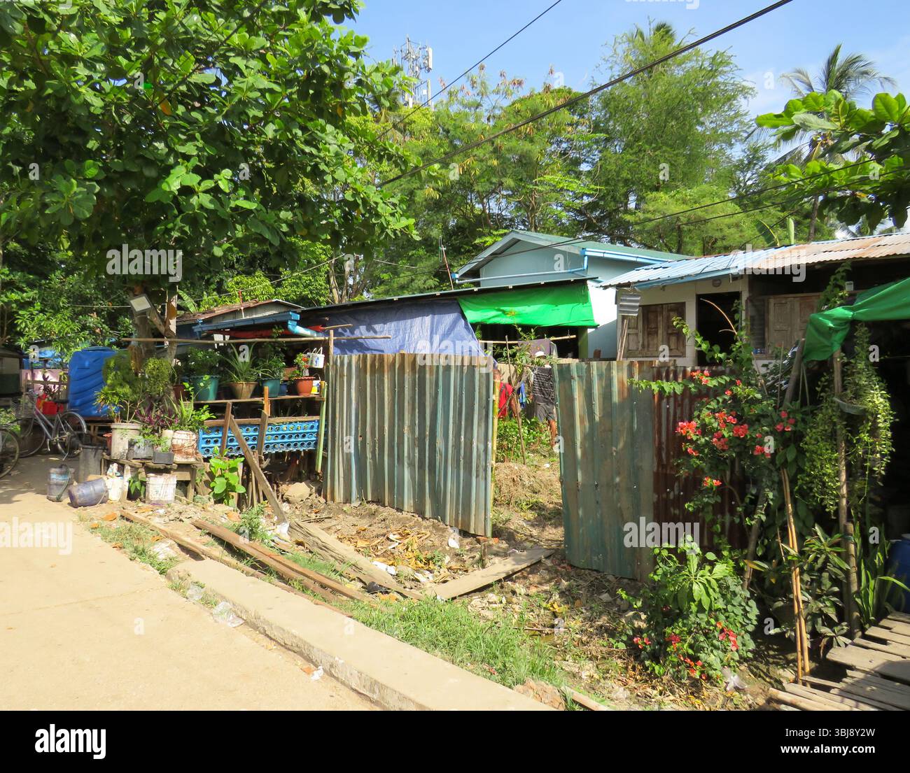 Peasant housing in the jungle township of Dala, Myanmar Stock Photo - Alamy