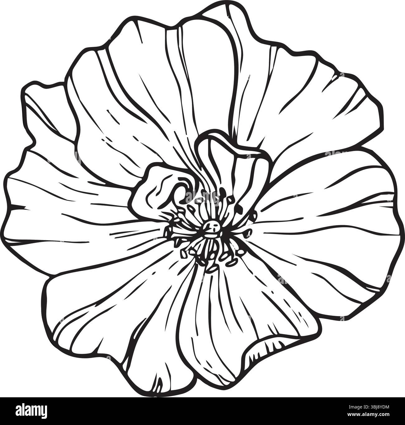 Vector hand drawn floral illustration of blooming rosehip. Ink Drawing ...