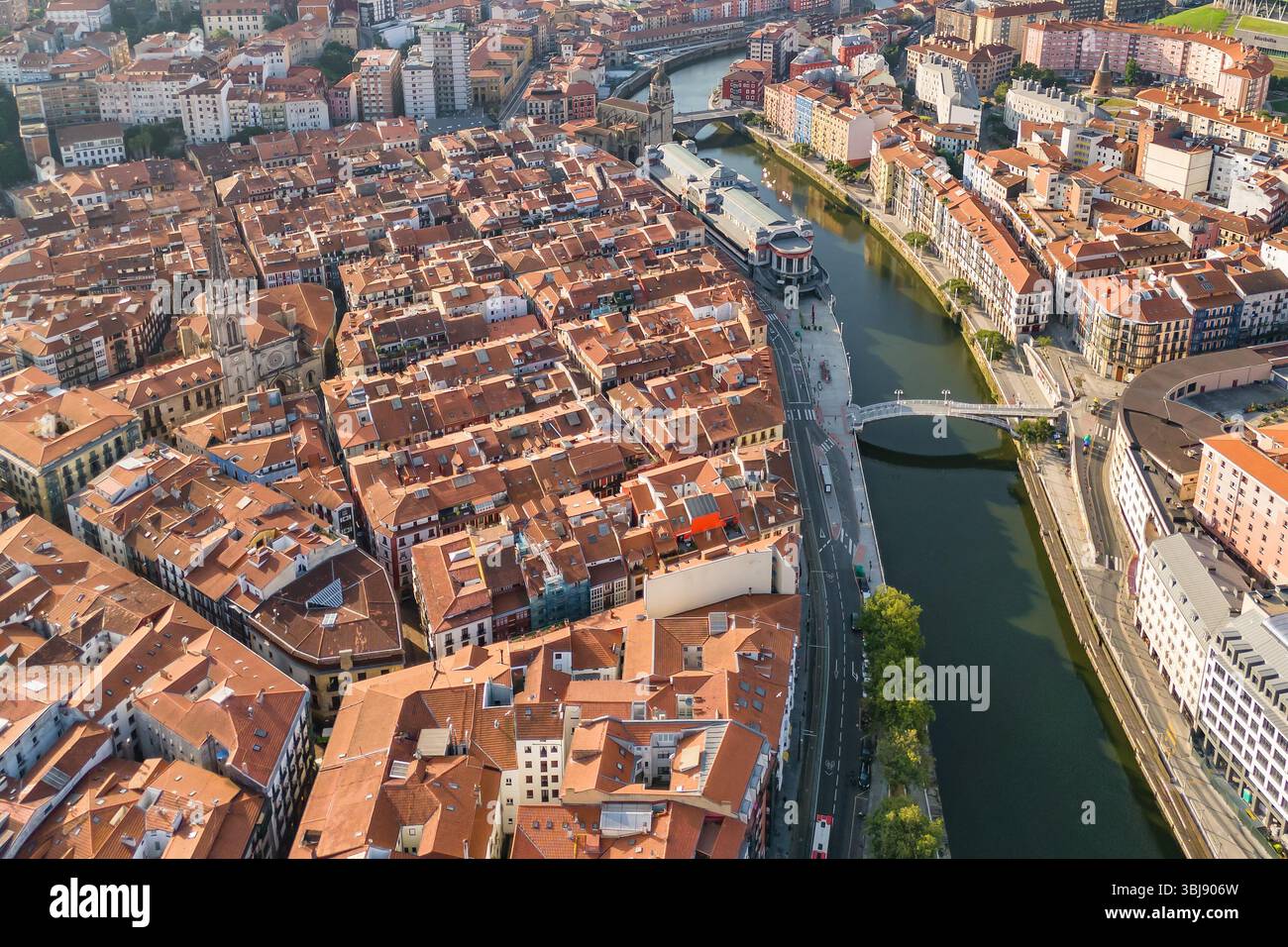 Aerial view of the Bilbao old town, Basque country, Spain Stock Photo ...