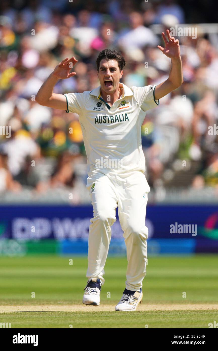Australia's captain Pat Cummins appeals unsuccessfully for the wicket ...